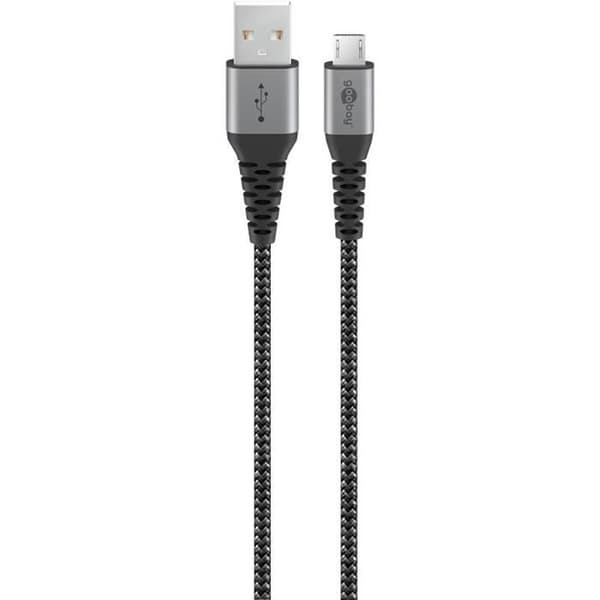 Textilsladd Micro-USB till USB-A med metallkontakter 50cm | CDON