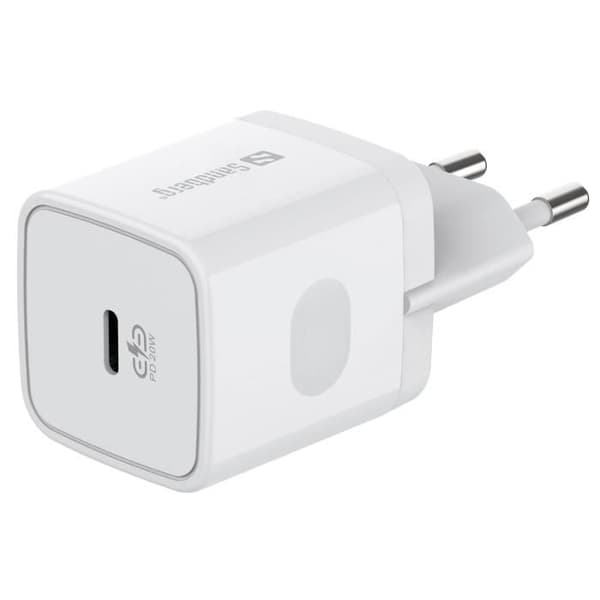 Laddare - SANDBERG - USB-C PD20W - Vit - För smartphones och ...