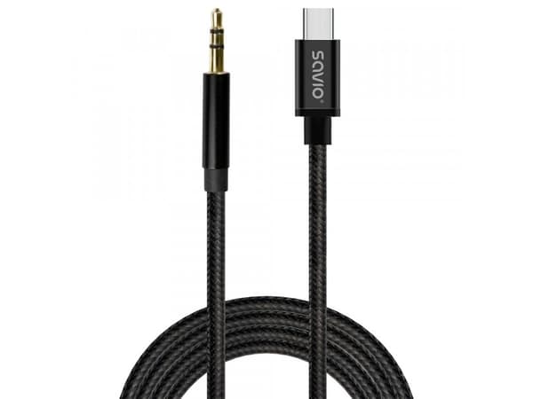 Savio USB-C - mini Jack 3,5 mm 2 m USB-kabel Svart (Cl-188) | CDON