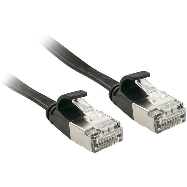 RJ-45 patchkabel 5m CAT 6a - LINDY - Svart - Gjuten, utan krok, platt | CDON