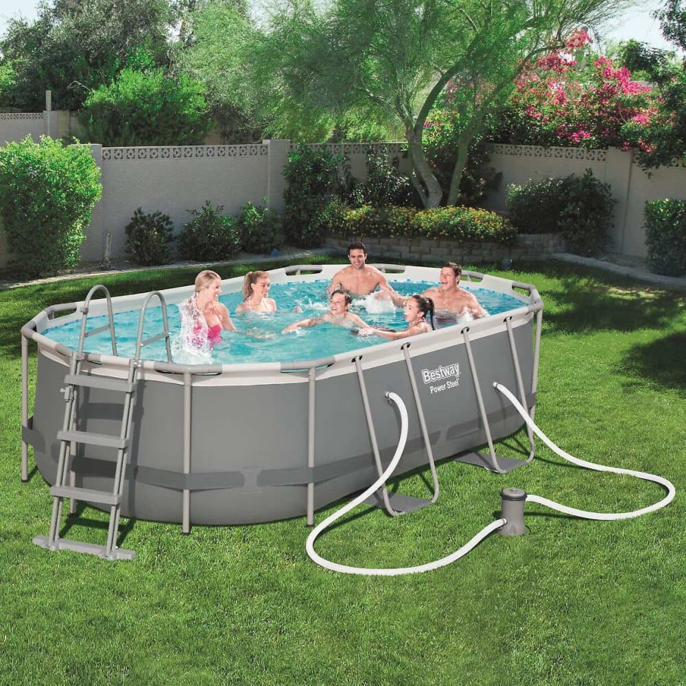 Pool over jorden 4,3x2,5m - 1m dybde | Bestway Power Stål oval (56620 ...