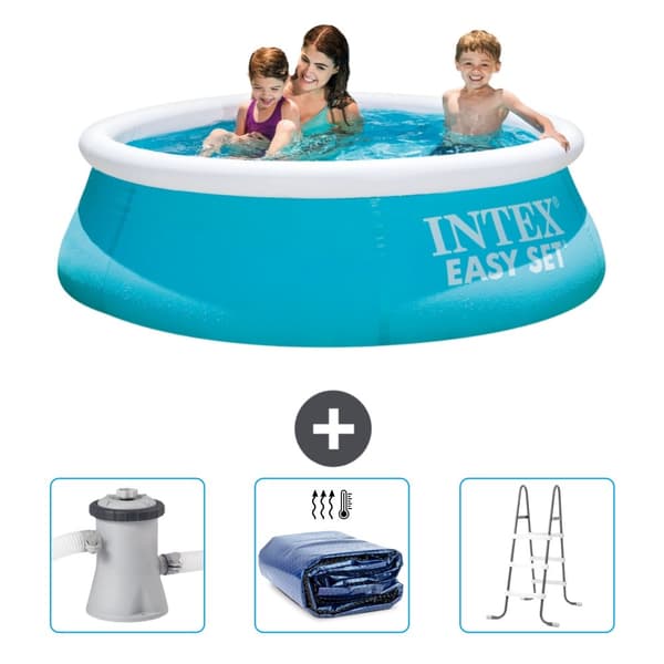 Intex Rund Uppblåsbar Easy Set Pool 183 X 51 Cm Blå Ingår
