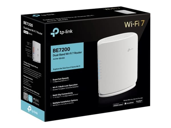 TP-Link Archer BE450, Wi-Fi 7 (802.11be), Dual-band (2,4 GHz / 5 GHz), Ethernet LAN, Hvid ...