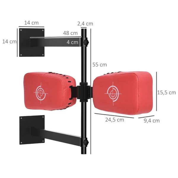 Rootz Boxing Pole - Rotating Punching Pad - Wall Mounted Reflex Bar ...
