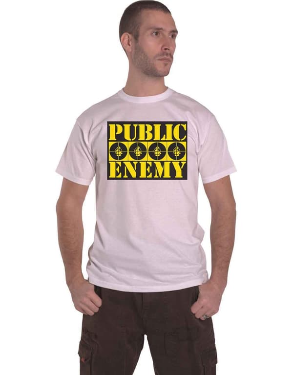Public Enemy T Shirt Four Logos Official Mens White | CDON
