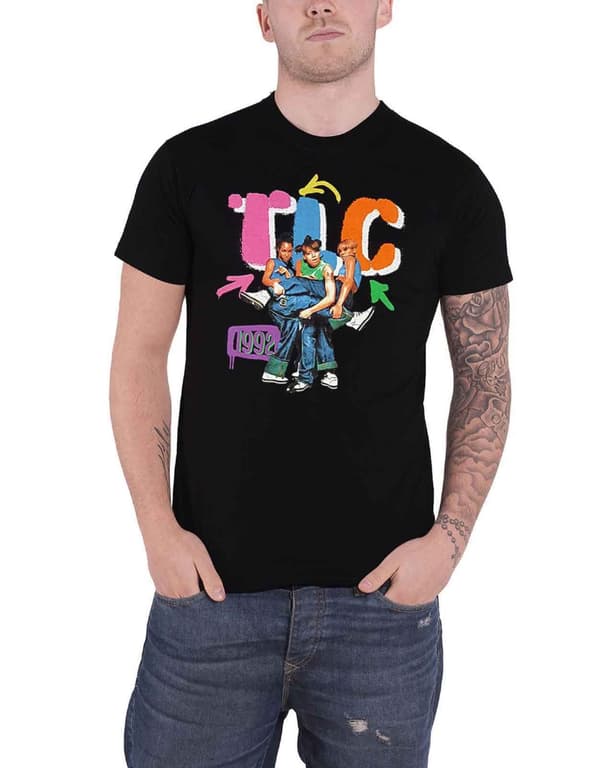 TLC T Shirt Kicking Group Band Logo Official Unisex Black | CDON