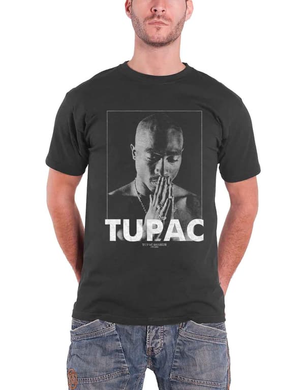 Tupac T Shirt 2pac Praying logo All Eyez on Me Official Mens Grey | CDON