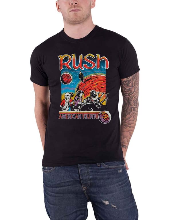 Rush T Shirt American Tour 1978 Band Logo 2112 Official Mens Black | CDON