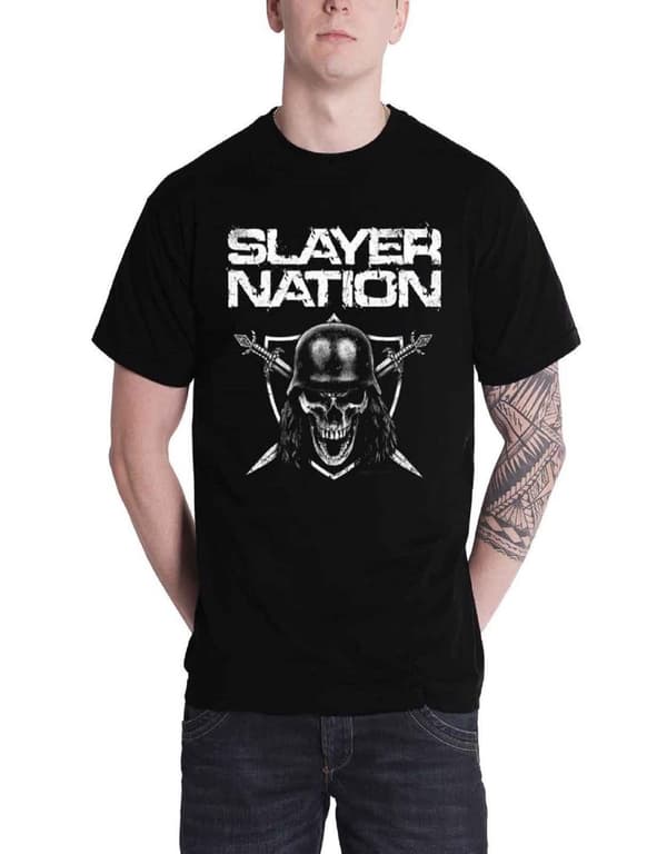 Slayer T Shirt Slayer Nation Skull Shield band logo Official Black mens ...