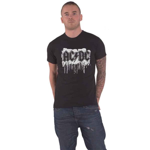 AC/DC T Shirt Dripping With Excitement Band Logo Official Unisex Black ...