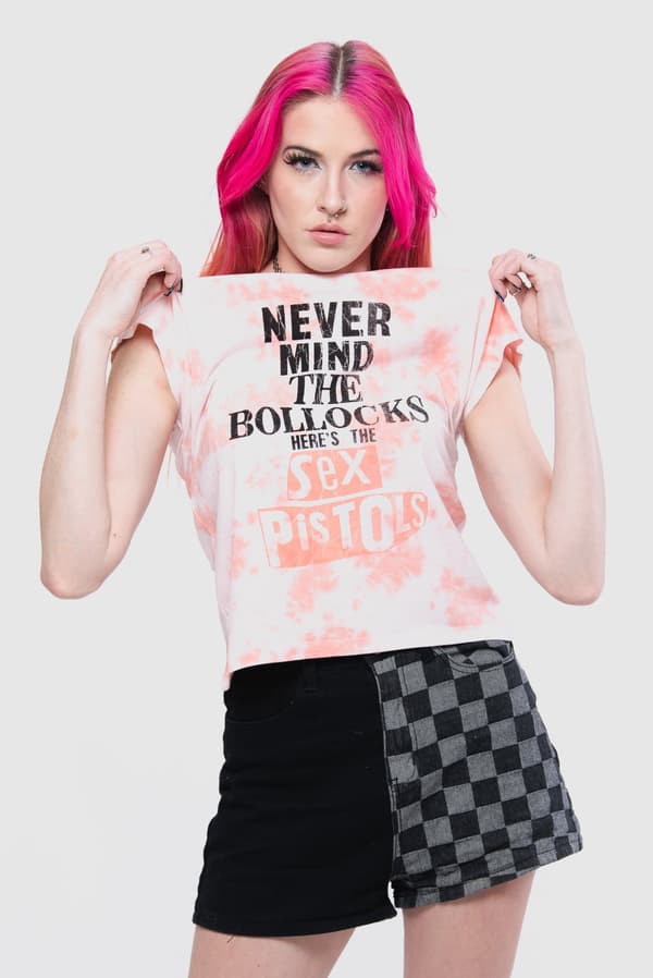 The Sex Pistols Crop T Shirt Never Mind the Bo***cks Official Womens Dye Wash | CDON