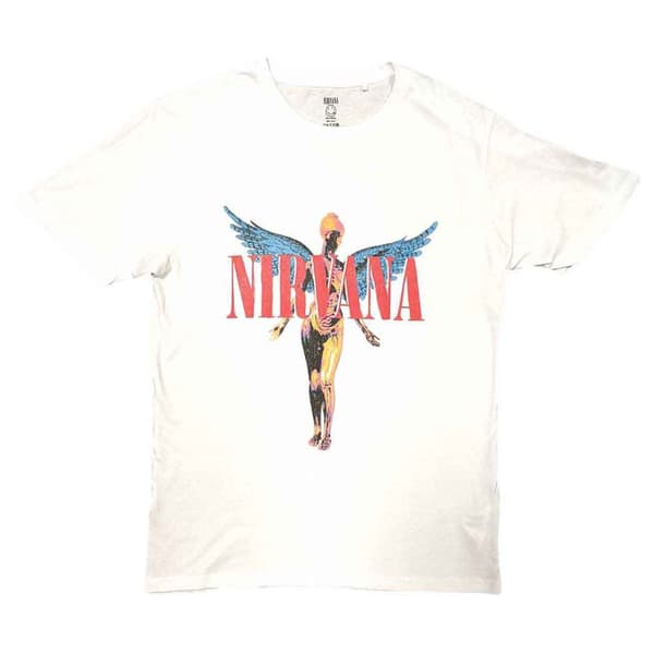 Nirvana T Shirt Angelic In Utero Band Logo Official Unisex White | CDON
