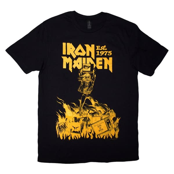 Iron Maiden Est 1975 Holy Smoke Jumbo Yellow T Shirt | CDON