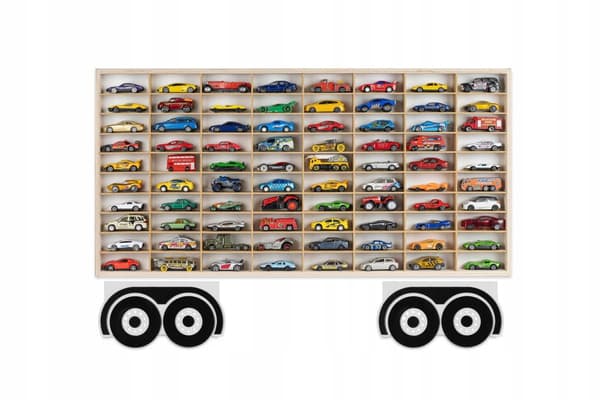 KUORMA-AUTO HYLLY JOUSIIN 80 LOKEROLLINEN PUINEN HOT WHEELS -PERÄVAUNU ...