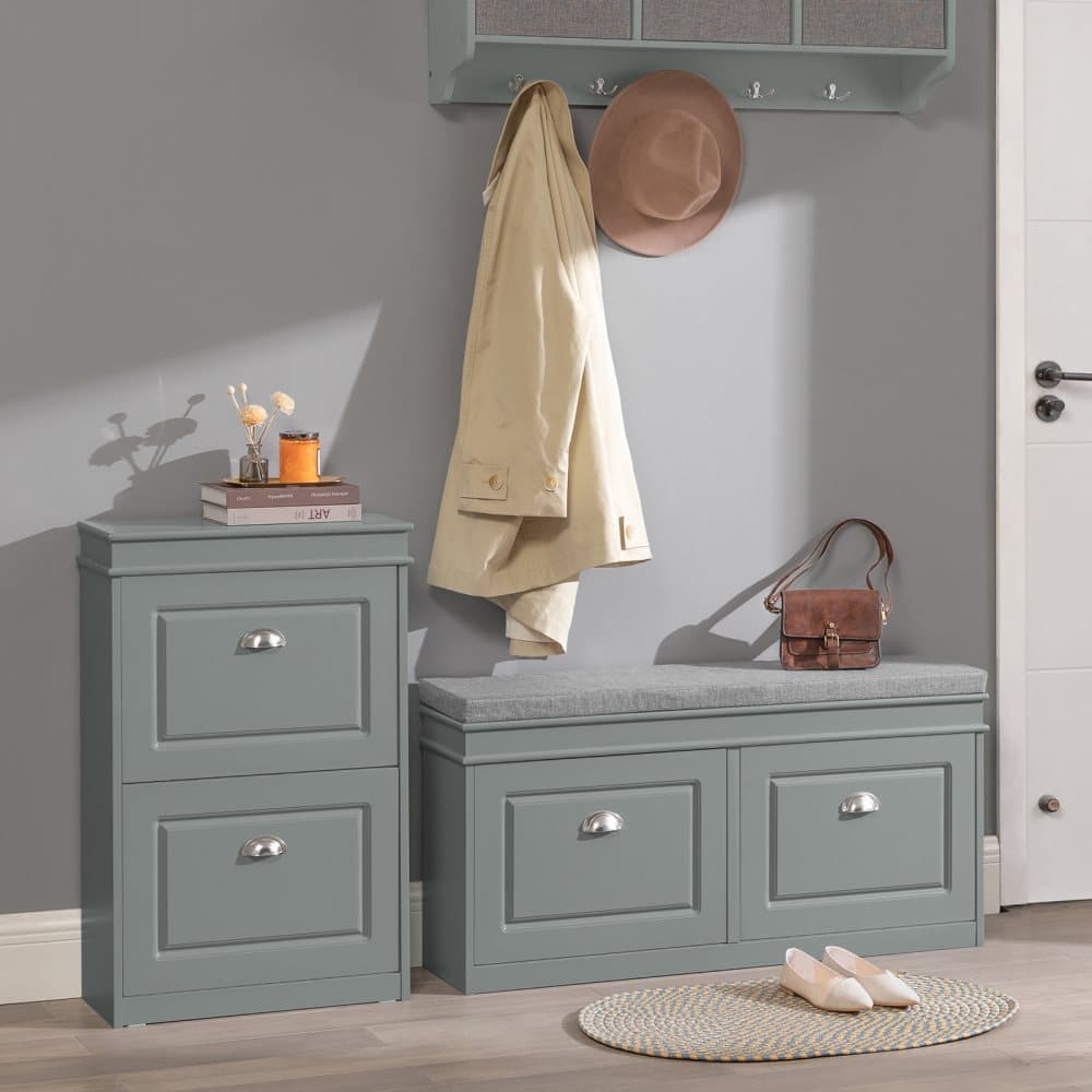 SoBuy Liten skohylla med förvaring sittplats Smalt skoskåp trä Skobänk ...