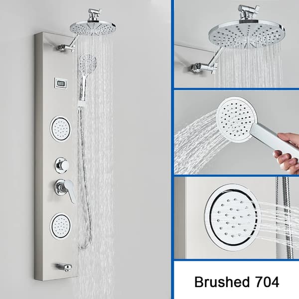 Børstet nikkel brusepanel, enkelt håndtag kontrol, keramisk ventilkerne ...