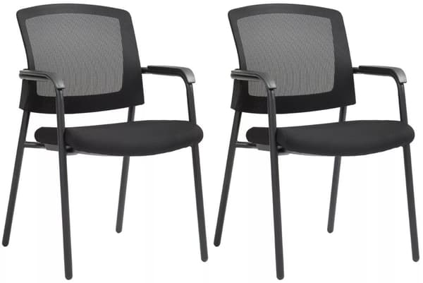 Volga 2-Piece Conference Visitor Chair Set - Black Metal Frame ...