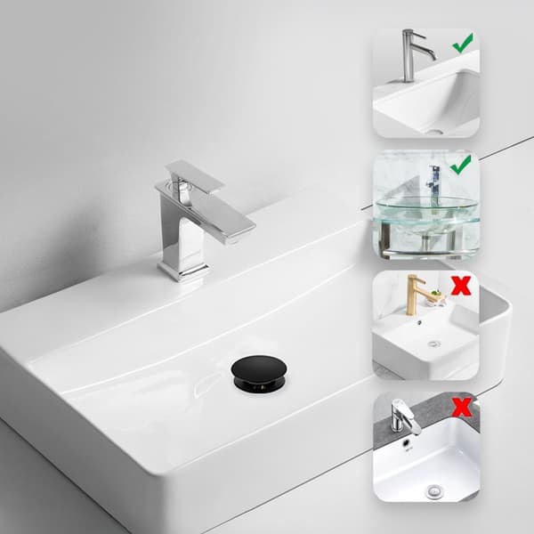 Messinkinen Klik Klak C -pesualtaan tulppa ilman ylivuotoa, musta | CDON