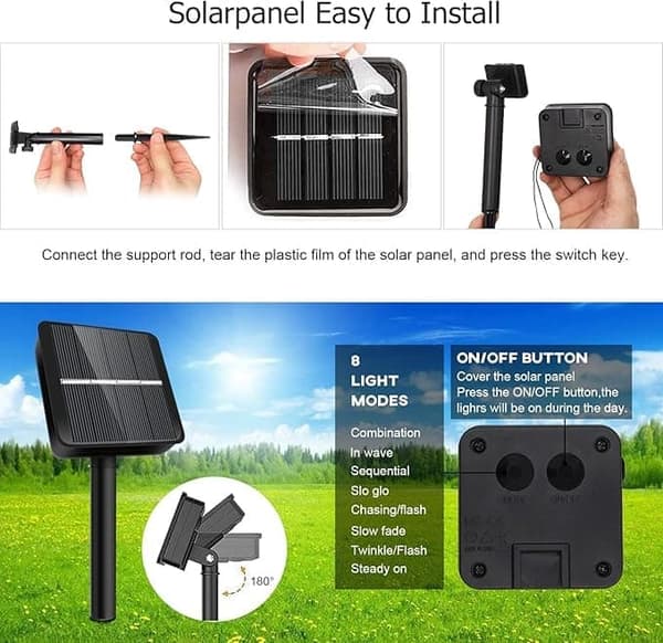 OBOSOE 6,5m lykta , Solcellsdrivna ljusslingor utomhus,30 LED-lykta ...