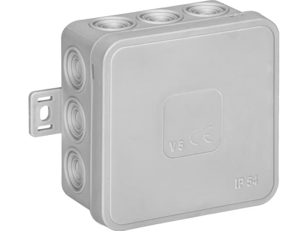 Surface mounted box CLICK, IP54, 12 conduit entries, 75x75x41mm, gray ...