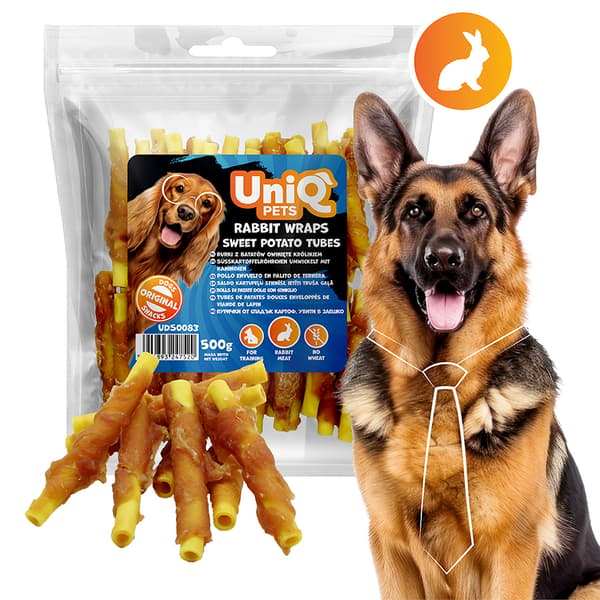 Bataattiputket Rabbit UniQ Pets -koiran herkkuun käärittynä 500g | CDON