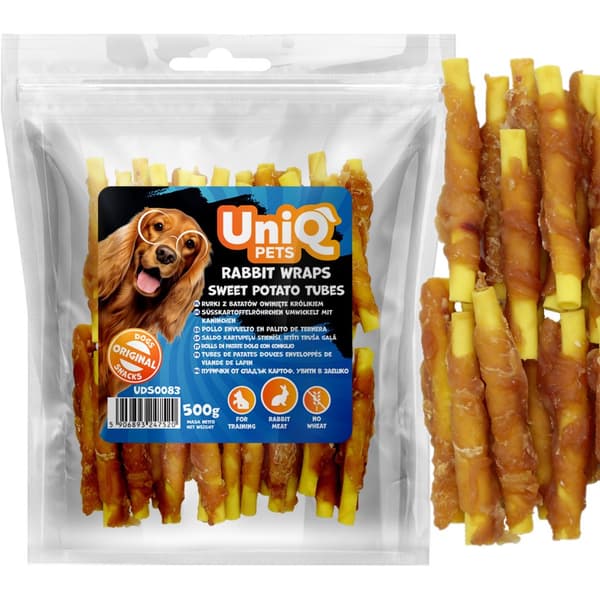 Bataattiputket Rabbit UniQ Pets -koiran herkkuun käärittynä 500g | CDON