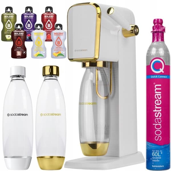 Vattenkolsyralator - Sodastream - Konstutgåva - Vit Guld - 2 Flaskor ...