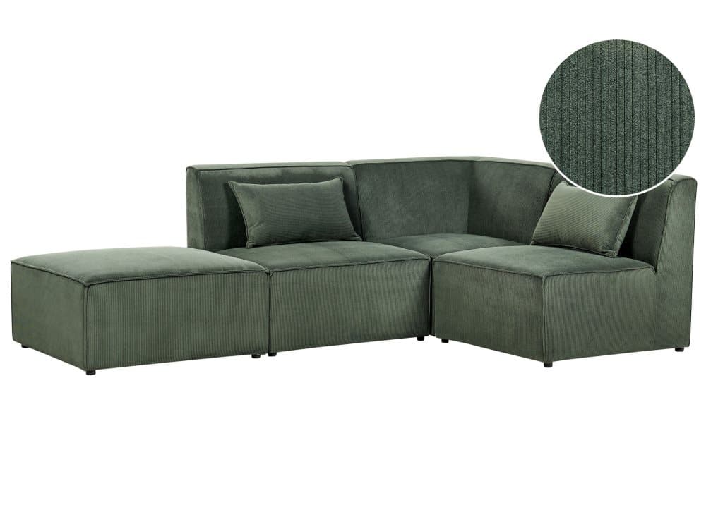 Modulsofa Grøn Fløjl 3 Personers Designer Blød Klassisk Flyder L formet ...
