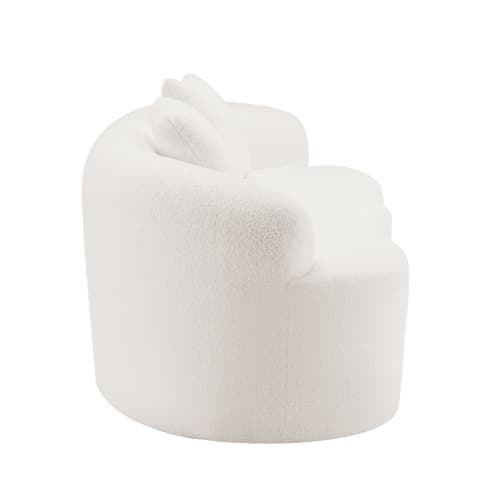 Vitt svängt loveseat-soffa med rundade armstöd, komprimerad soffa med 2 ...