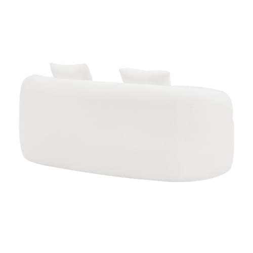 Vitt svängt loveseat-soffa med rundade armstöd, komprimerad soffa med 2 ...