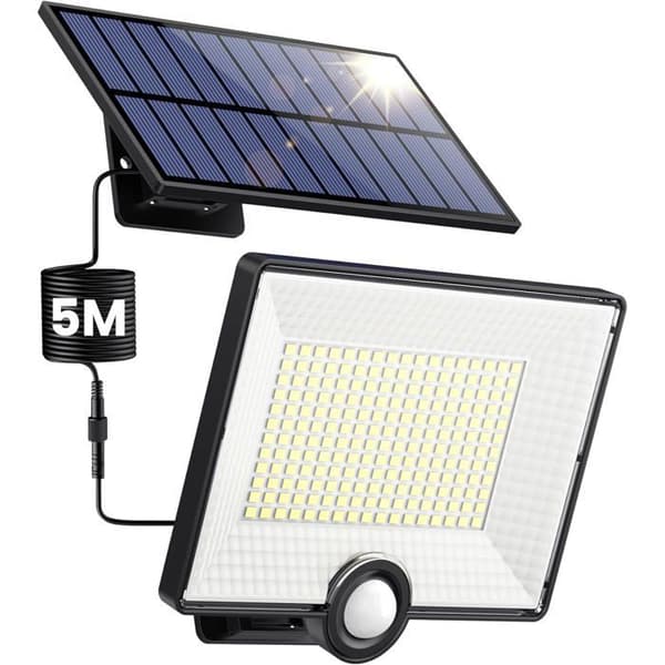 Solcellslampa - PXWAXPY - 204 LED - 2000LM - Rörelsenotifierare - IP65 ...