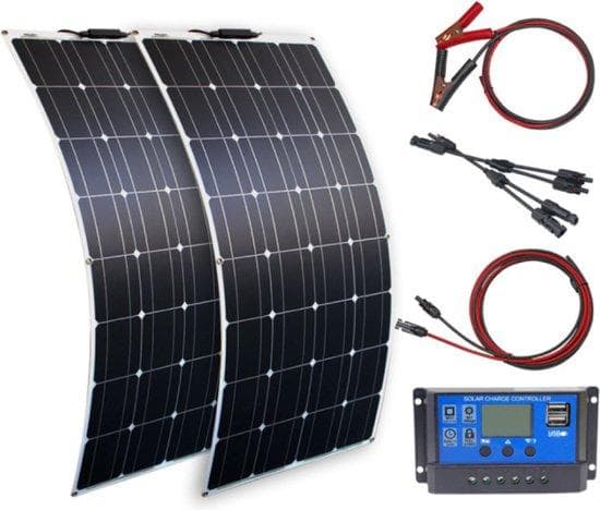 Solpanel Set- 200W - inklusive controller og kabler - Fleksibelt ...