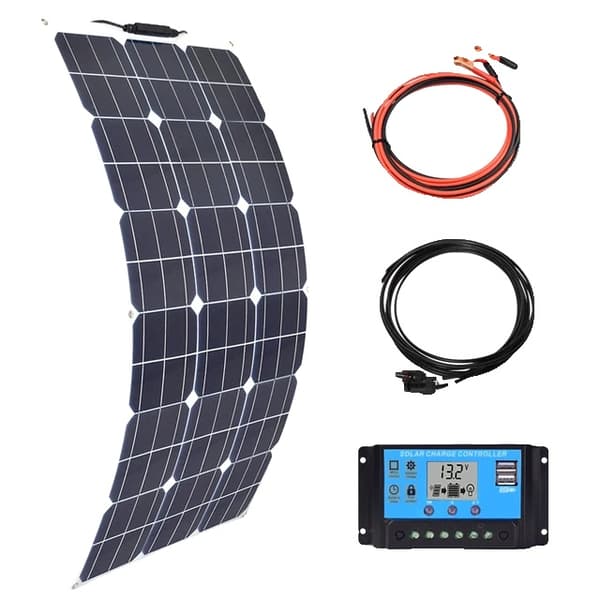 Solcelle, 200W, Fleksibelt Fotovoltaisk Panel, 100W 12V 10A Kit | CDON