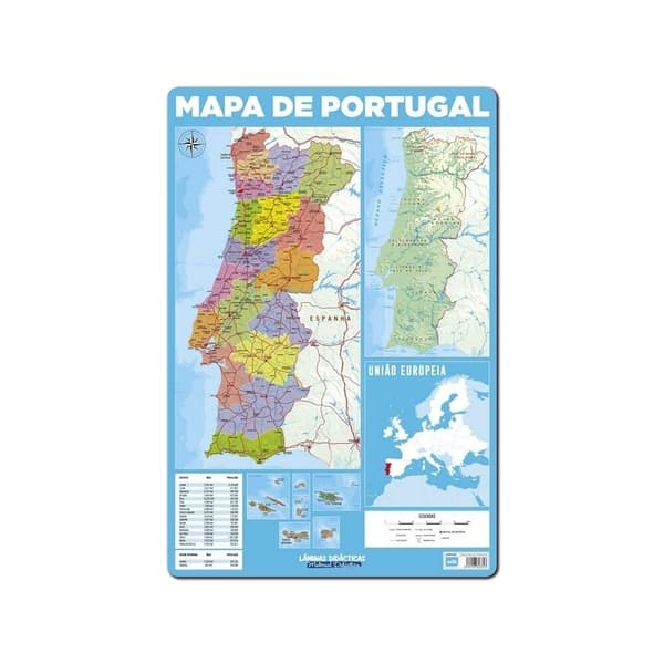 Portuguese Portugal Map Educational poster | CDON