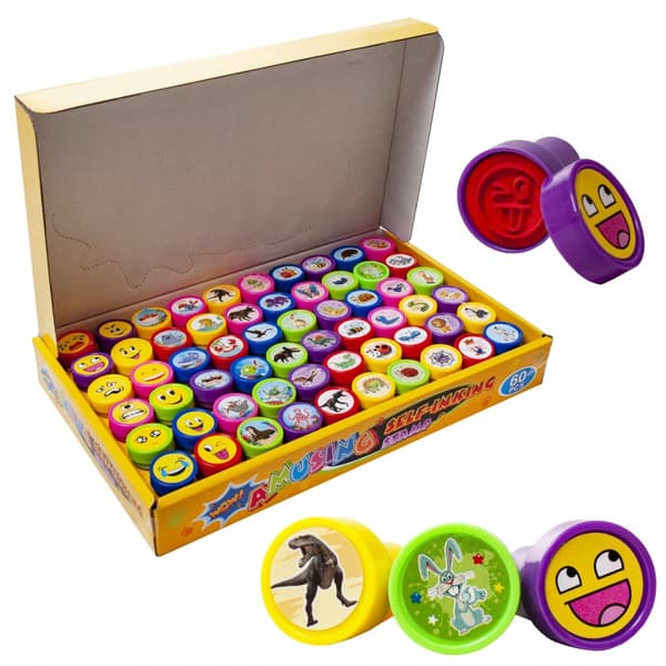 Stämplar för barn Stämplar Djur Emoticons Färgglada Set X60 | CDON