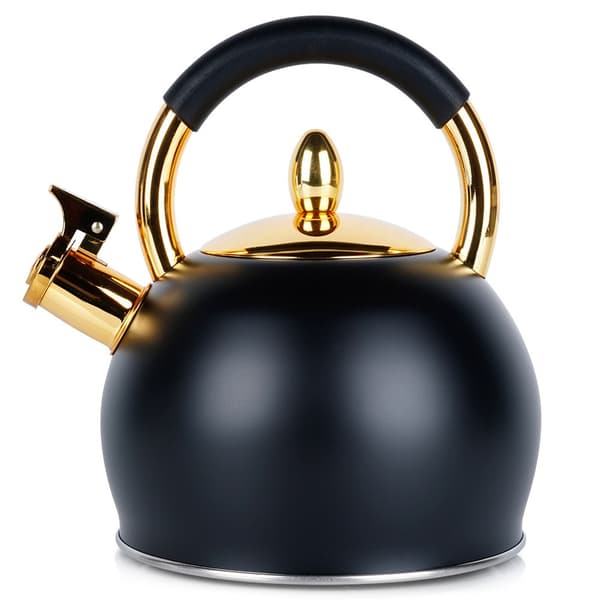 Kedel med fløjte, stål, sort, guld, 3 l | CDON