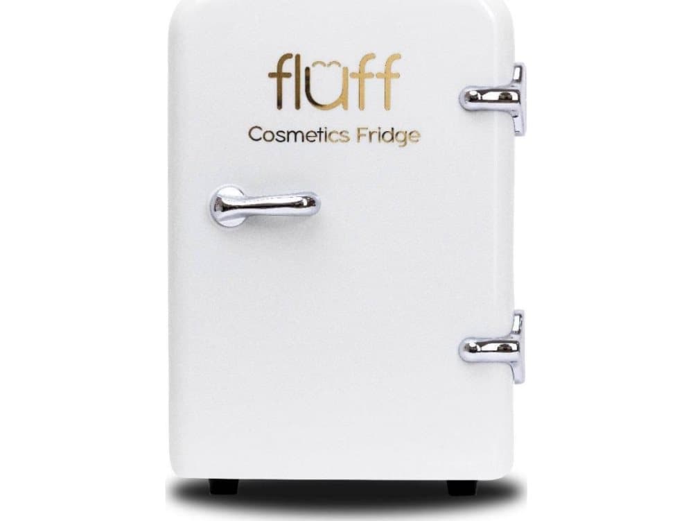 Fluff FLUFF_Cosmetics Kjøleskap kosmetisk kjøleskap med gulllogo Hvit ...