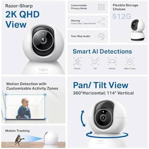 TP-Link Tapo Pan/Tilt AI Smart Home Security Kamera Wi-Fi för hemmet ...