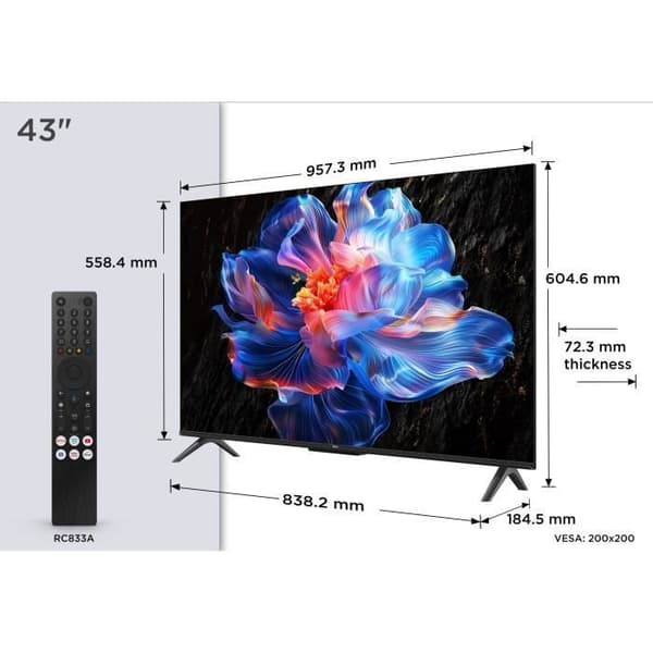 TCL 43P6K - LED-TV 43" (109 cm) - 4K UHD 3840x2160 - HDR10+ - Google TV ...