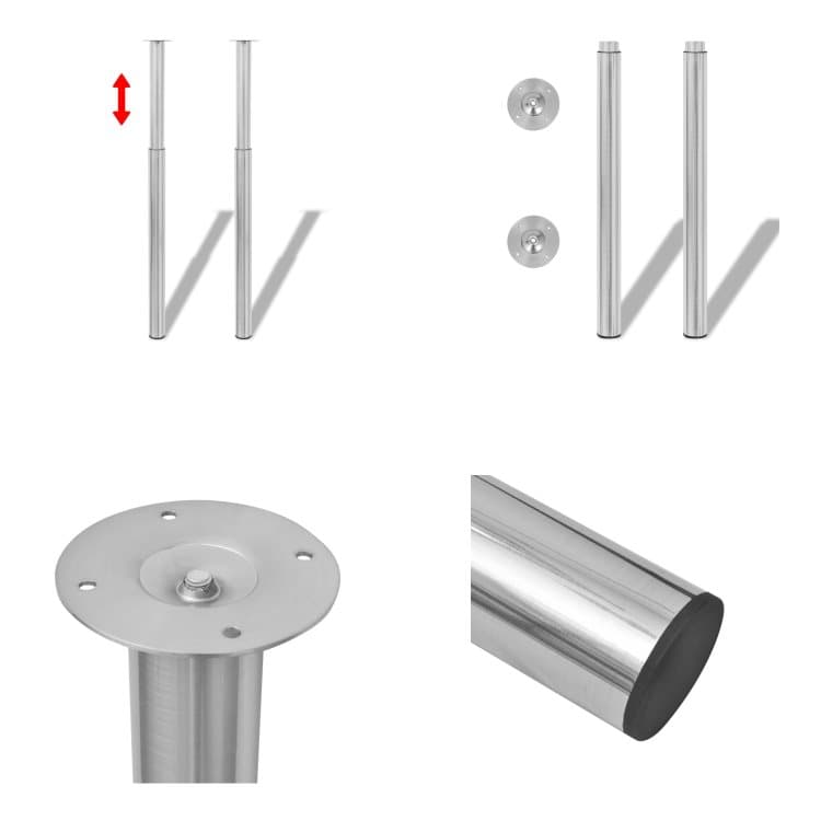 4 Teleskooppista Pöydän Jalkaa Harjattu Nikkeli 710 mm-1100 mm - Pöydän ...