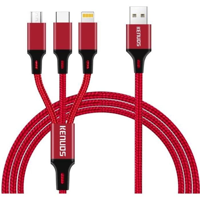 Multi USB-kabel, 3 i 1 Multi USB-laddarkabel Nylonflätad med Micro USB ...