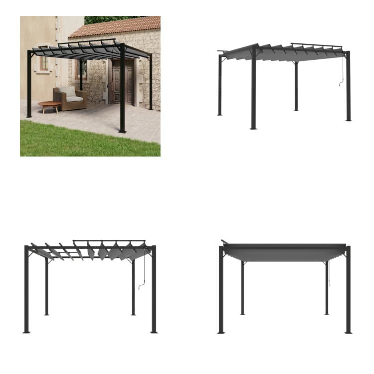 vidaXL Katos avattavalla katolla 3x3 m antrasiitti kangas ja alumiini - Katos - Katokset ...