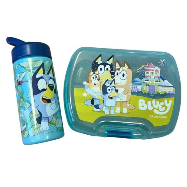 Set Måltid Barn Bluey med Matlåda och Flask 420ml Plast plast blå för ...