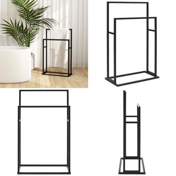 Vapaasti seisova pyyheteline musta 48x24x78,5 cm rauta - Pyyheteline ...