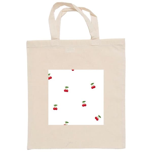 Minimalistisk körsbärsdesign med små röda bär på vit bakgrund, enkel ...