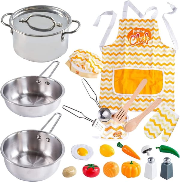 Köksleksaker kök hängande leksak med rostfritt stål köksredskap grytor ...