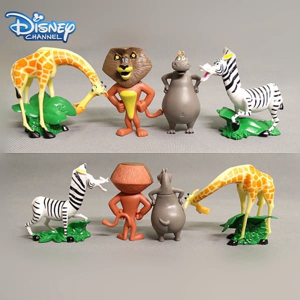 4 stk Disney Film Madagaskar Dyr Løve Zebra Giraf Samling Figurer Anime ...