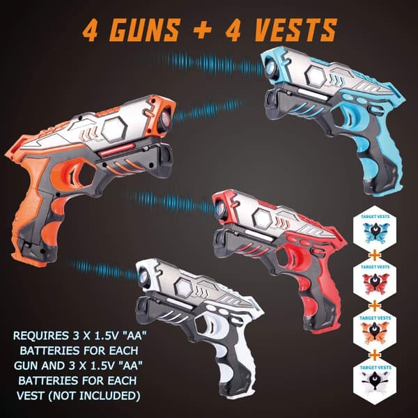 Infrared Laser Tag Set, Blaster-leksaker för barn och vuxna, 4-pack | CDON