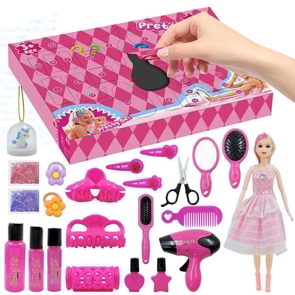 2025 jul kommande kalender, flicka docka, rosa | CDON