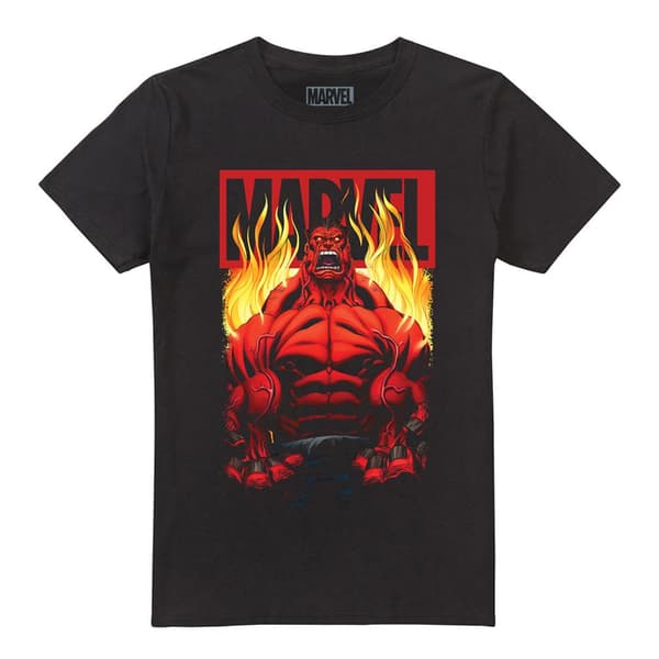Marvel Mens Red Hulk Fire T-Shirt | CDON
